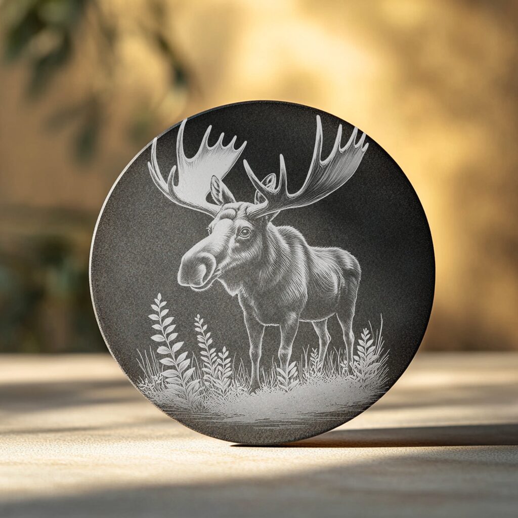 Moose Antlers Slate Coaster Laser Engraving Design, Wildlife Digital ...