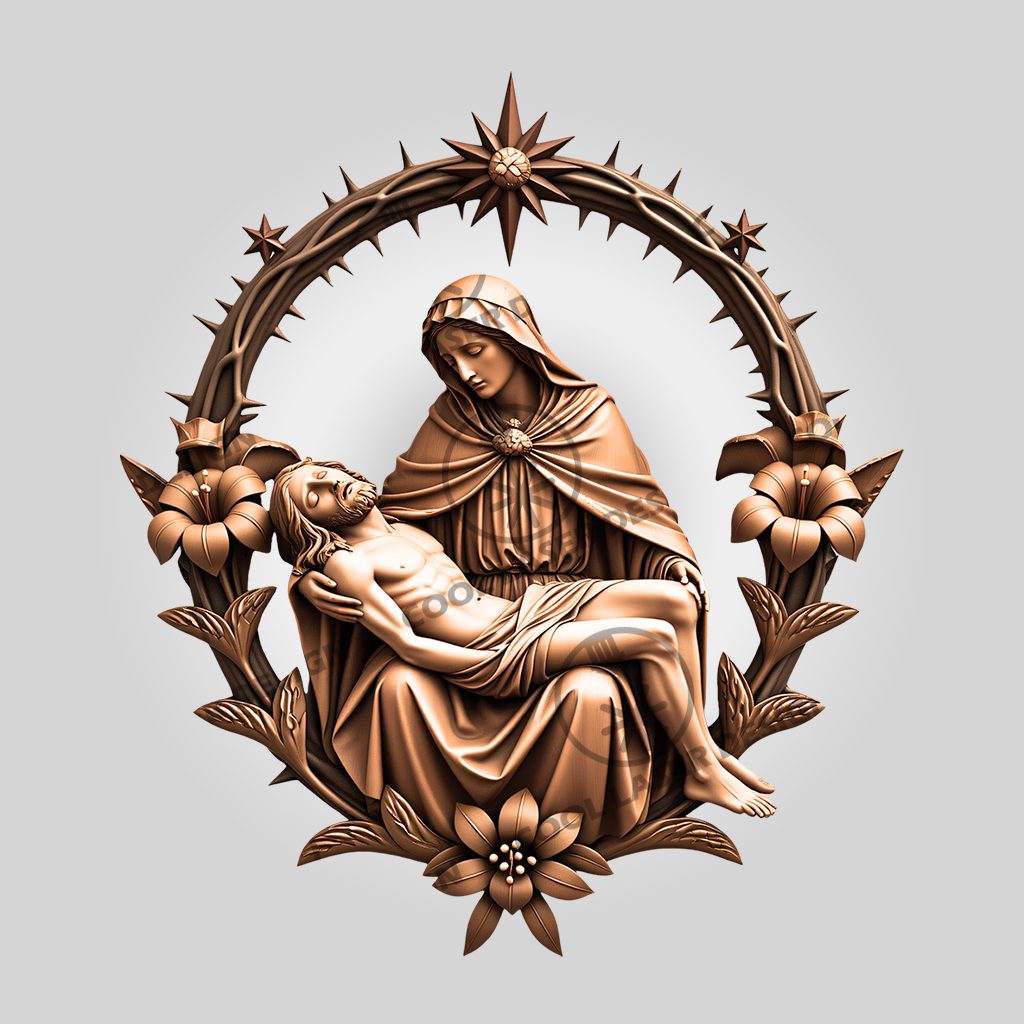 3D Illusion Laser Engraving Design, Virgin Mary and Jesus Art ...