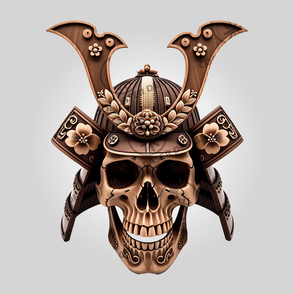3D Illusion Laser Engraving File, Samurai Skull Art, Unique Home Decor ...