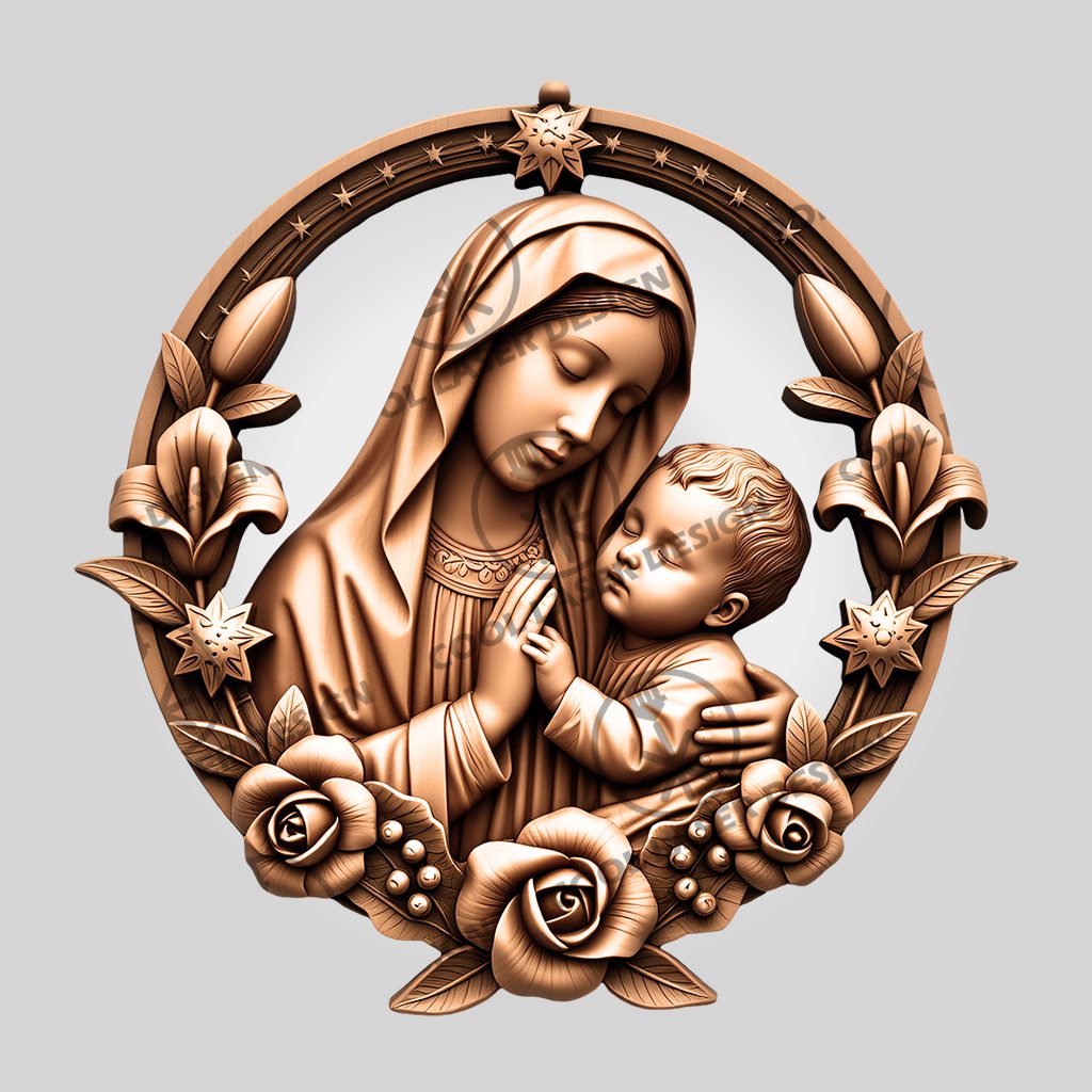 3D Illusion Laser Engraving File Virgin Mary and Child Art for ...
