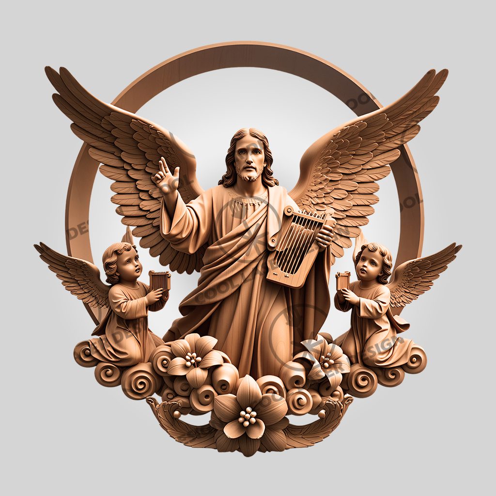 Jesus Playing Harp 3D Illusion Laser Engraving File, Digital Art ...