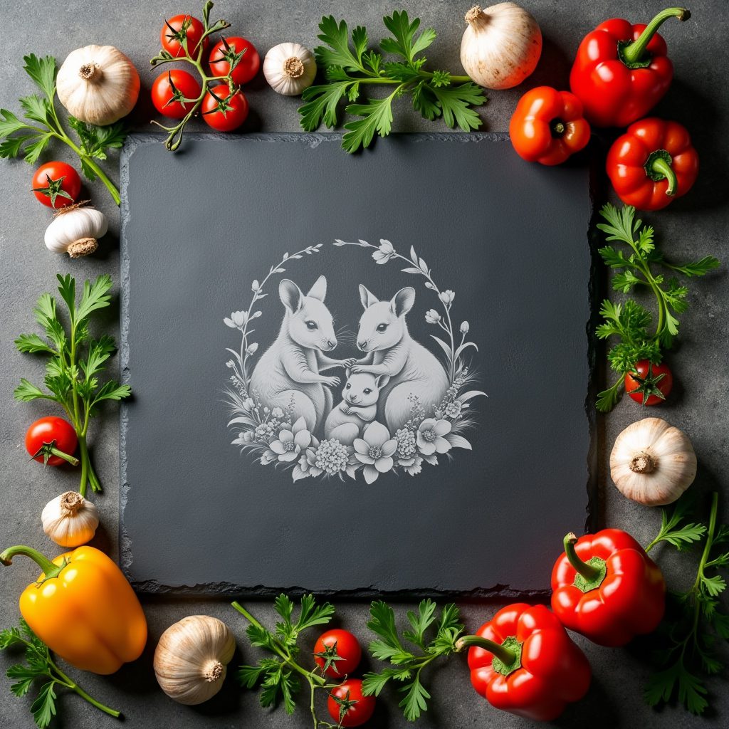 Slate Cheese Board Engraving Design, Quokka Family Freesia, Charcuterie ...