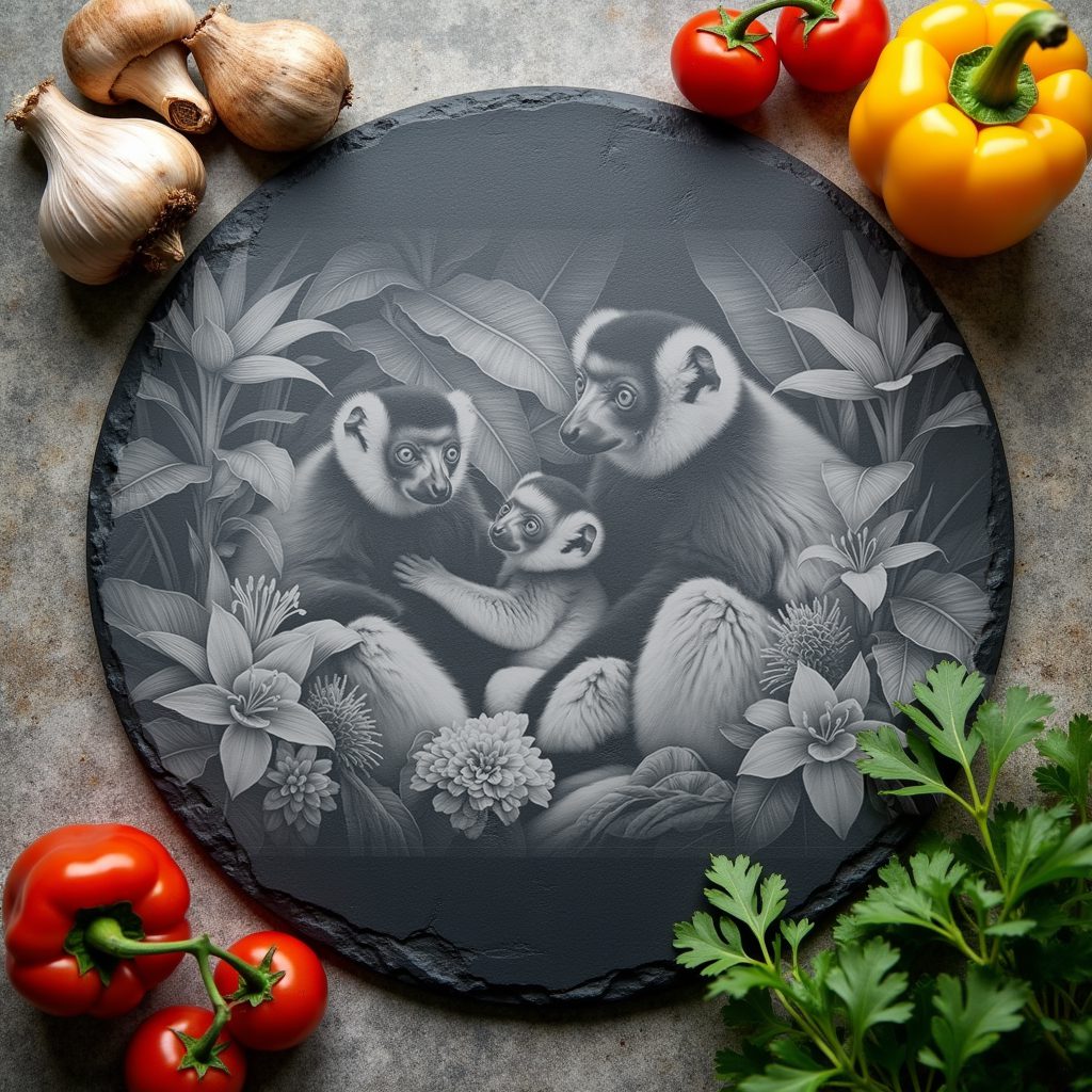 Slate Cheese Board Engraving File, Sifaka Family Art, Charcuterie ...