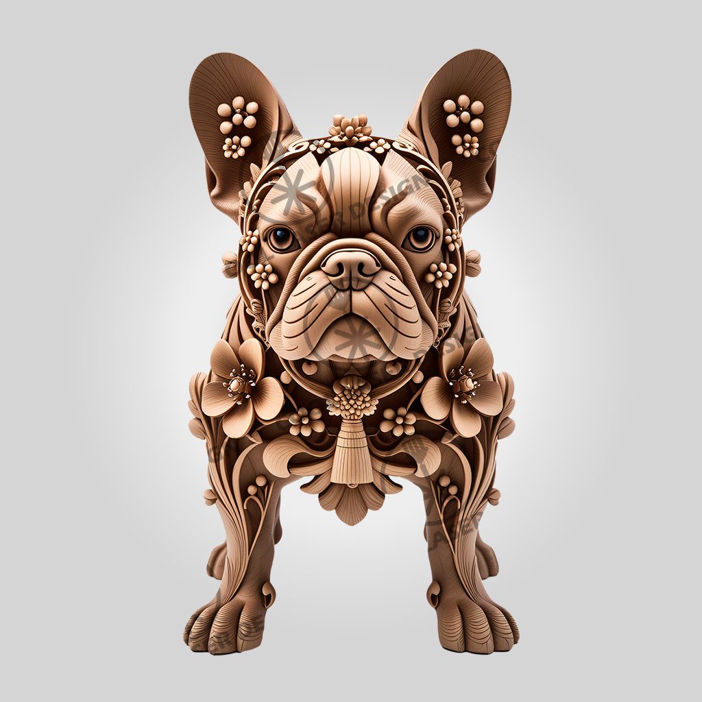 3D Illusion Laser Engraving File, French Bulldog with Flowers, Digital ...