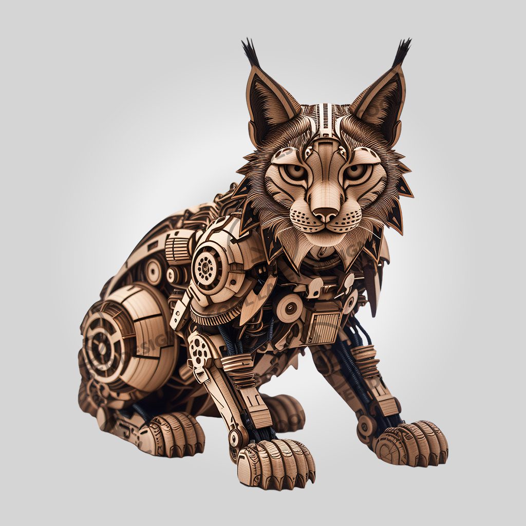 3D Illusion Laser Engraving File, Mechanical Lynx, Modern Animal Decor ...