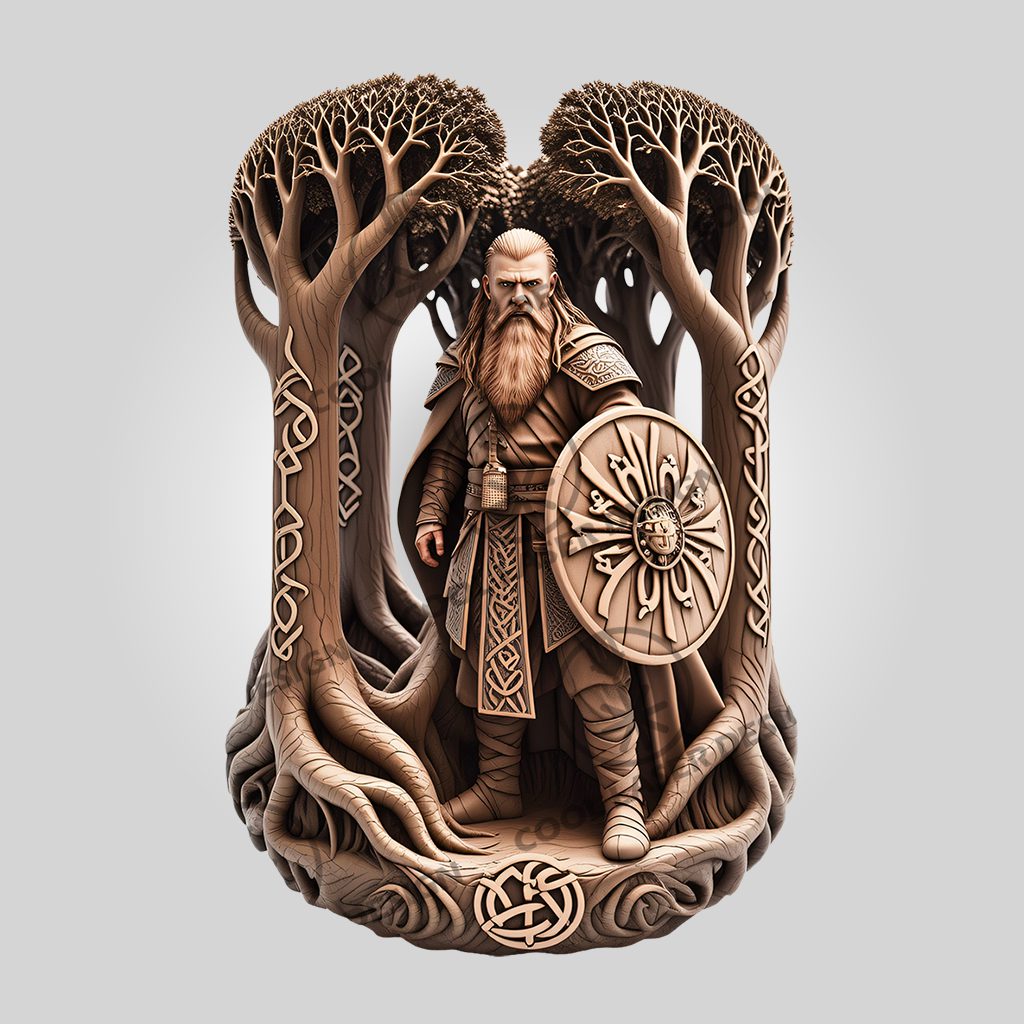 3D Illusion Laser Engraving File, Viking Forest Wall Art Pattern for ...