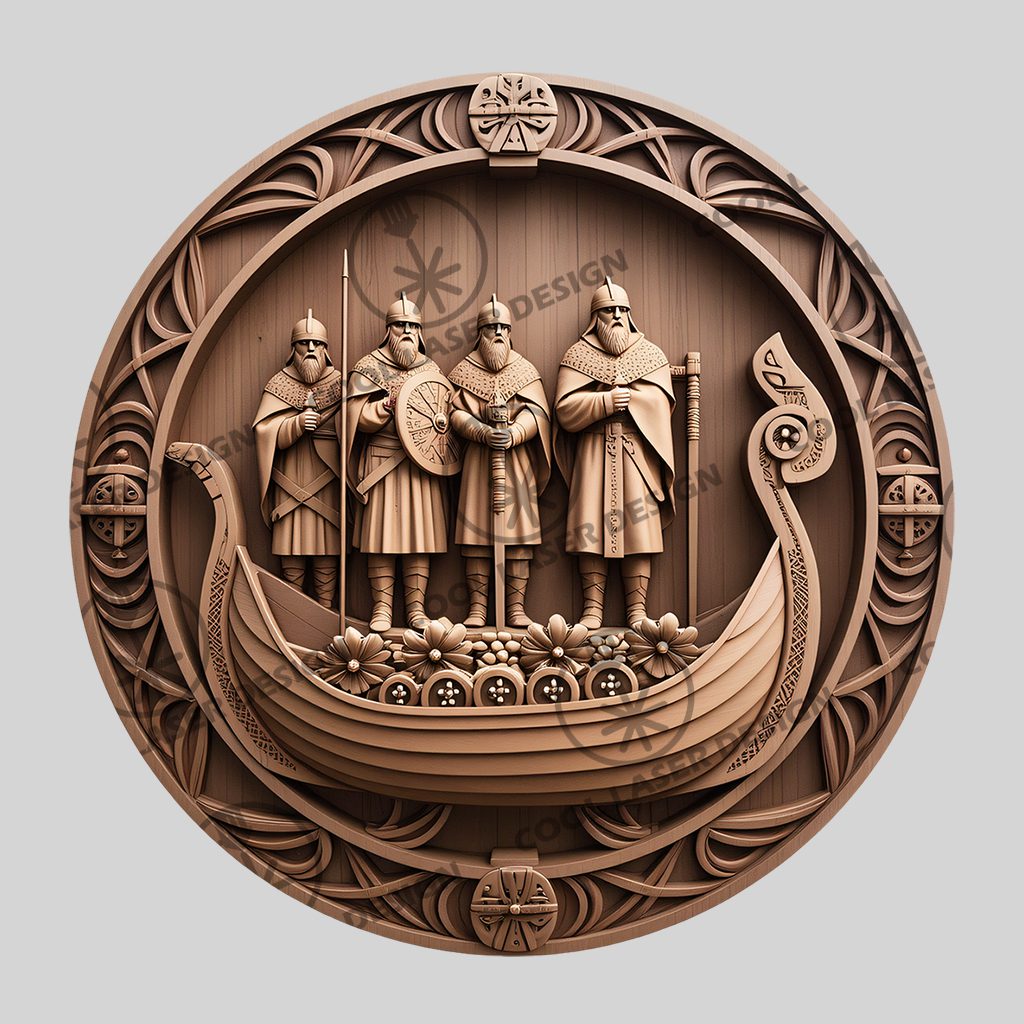 3D Illusion Laser Engraving File, Viking Ship Burial, Norse Home Decor ...