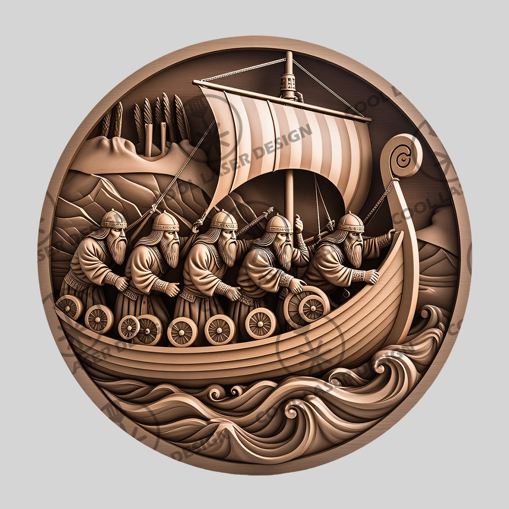 3D Illusion Laser Engraving File, Viking Ship Design, Norse Decor for ...