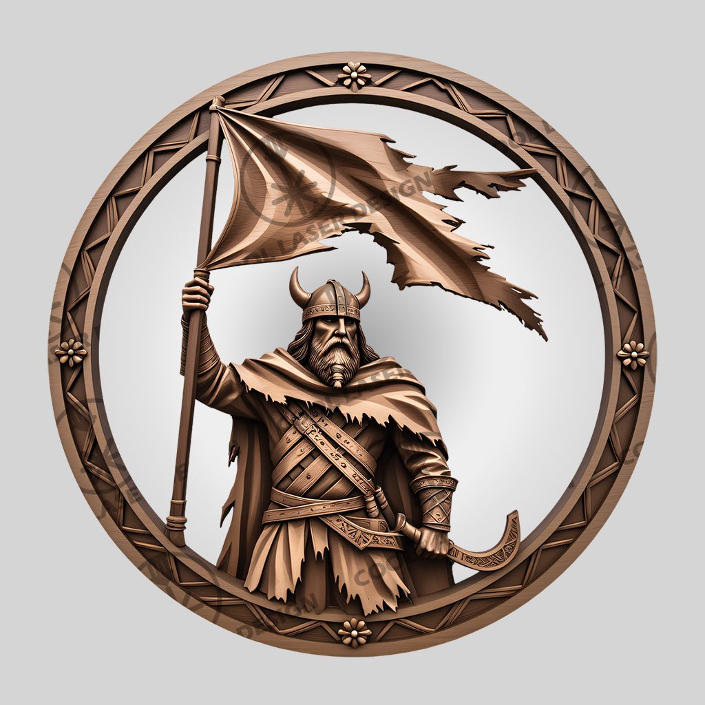 3D Illusion Laser Engraving File, Viking Soldier Banner, Norse Warrior ...