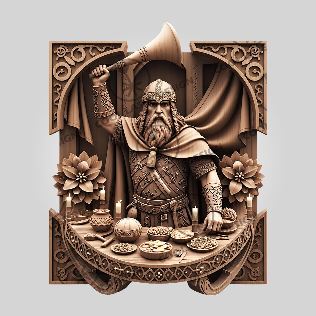 3D Illusion Laser Engraving File, Viking Warrior Feast Decor, DIY Light ...