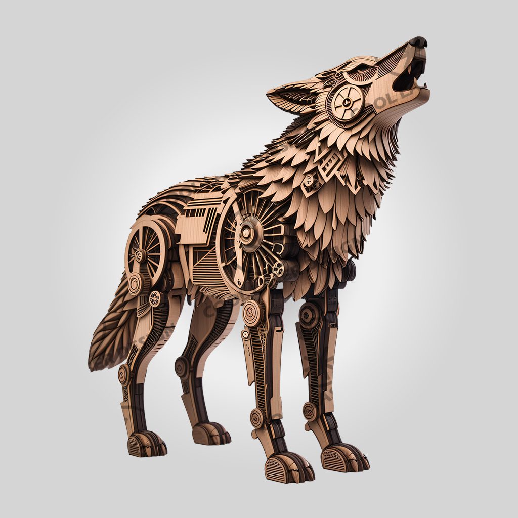 3D Illusion Mechanical Wolf Laser Design, Howling Animal Woodworking ...