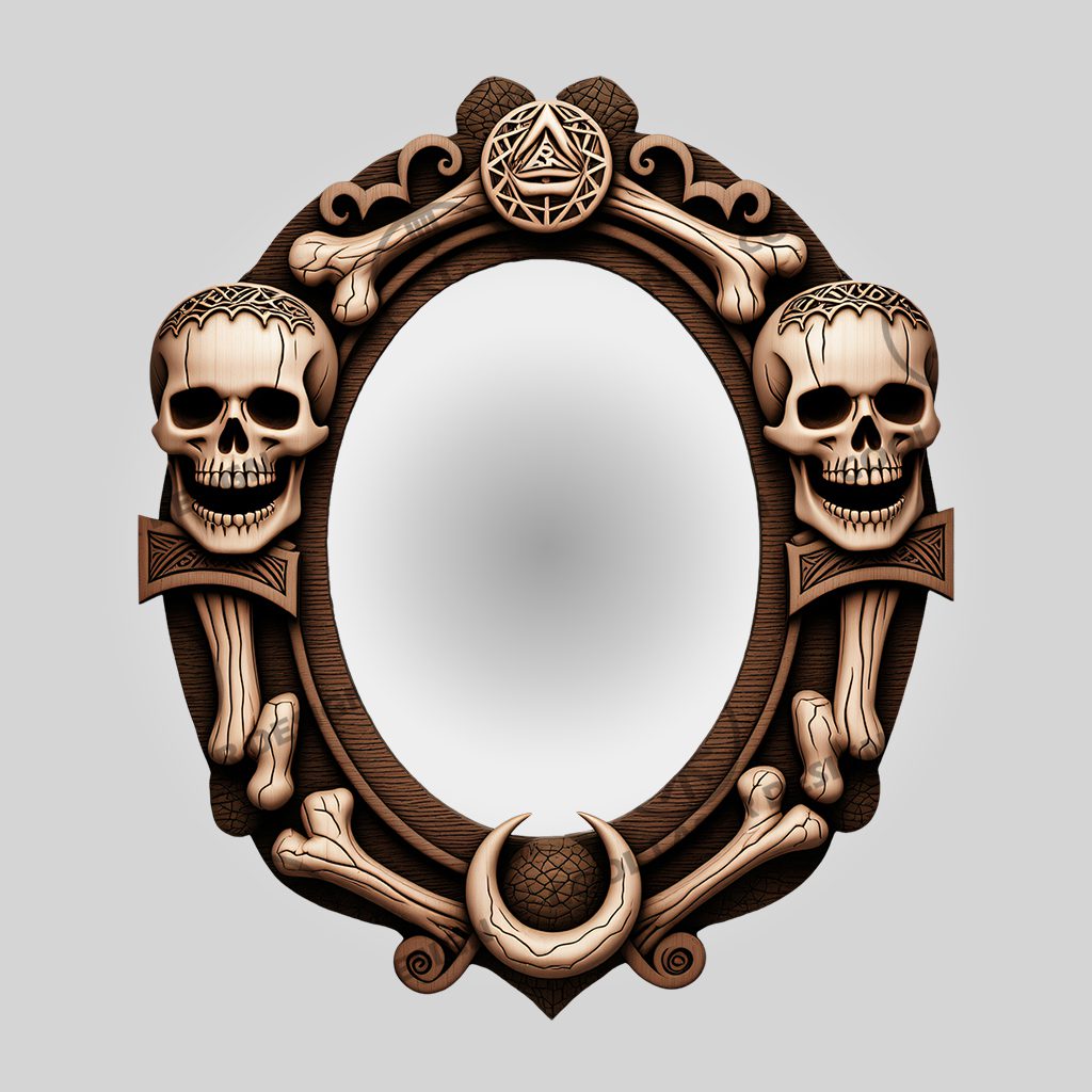 3D Illusion Skull Mirror Frame, Halloween Laser Engraving Design for ...