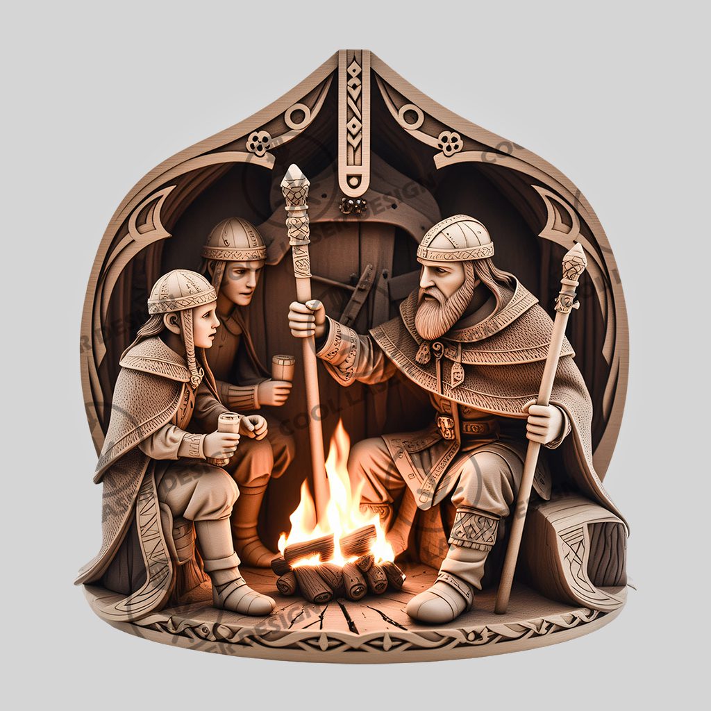 3D Illusion Viking Art Laser Engraving File, Norse Soldier Design for ...