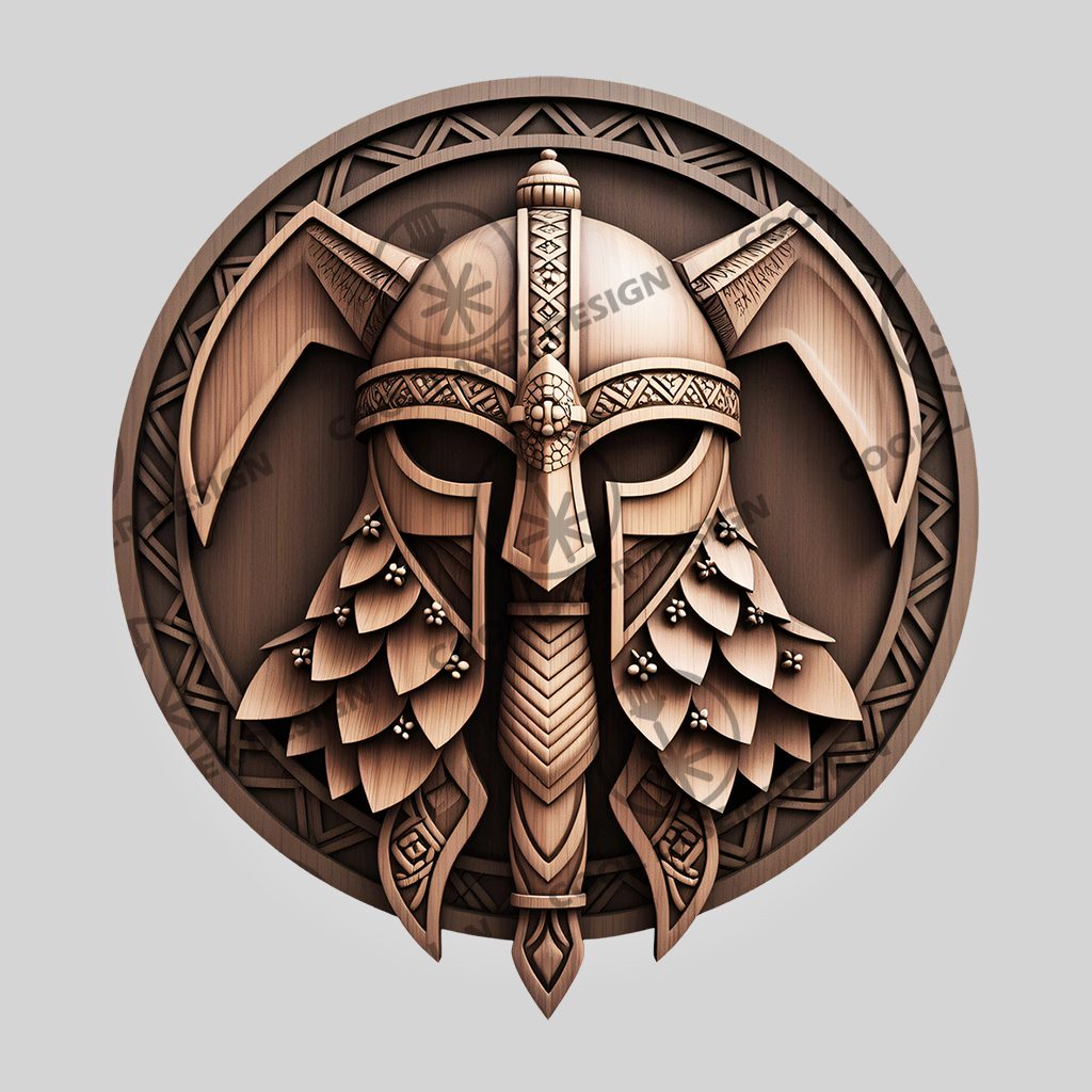 3D Illusion Viking Helmet Laser Engraving File, Norse Soldier Art Decor ...