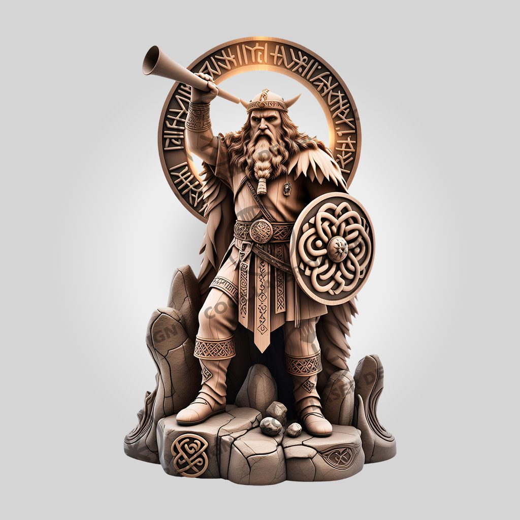 3D Laser Engraving File, Viking Horn Wall Art, Norse Pattern for DIY ...