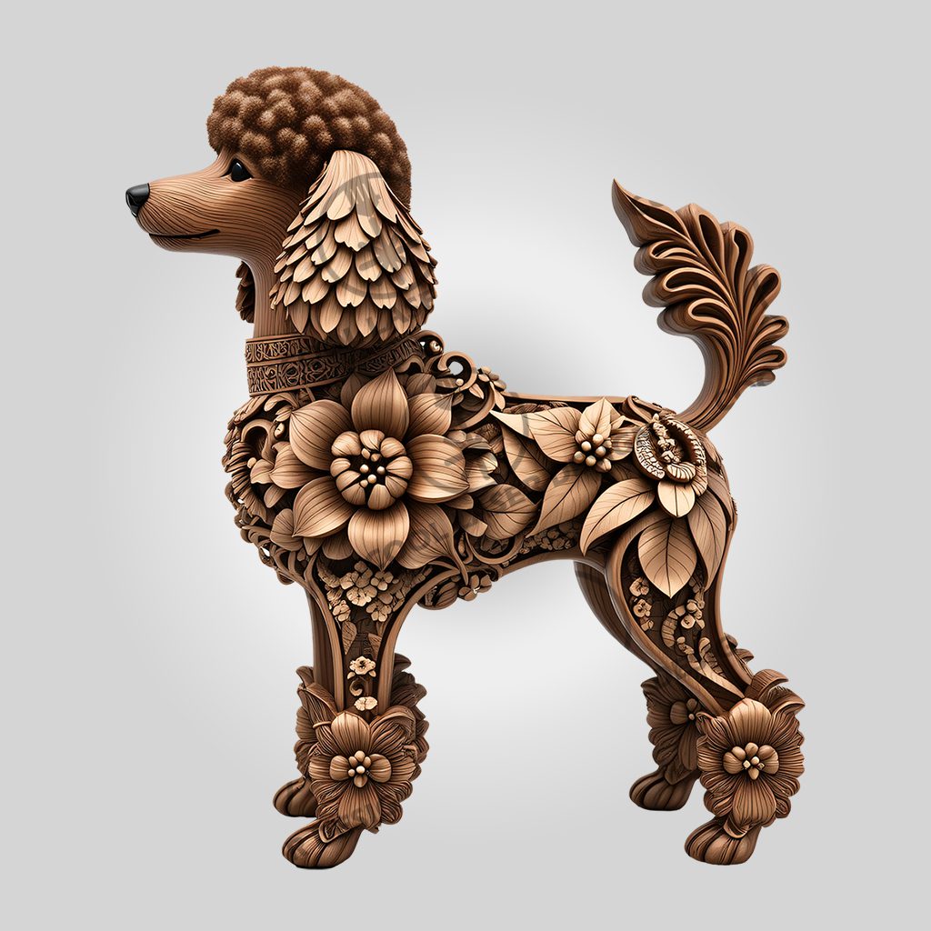 3D Poodle Laser Engraving File, Layered Dog Art Digital Template for ...