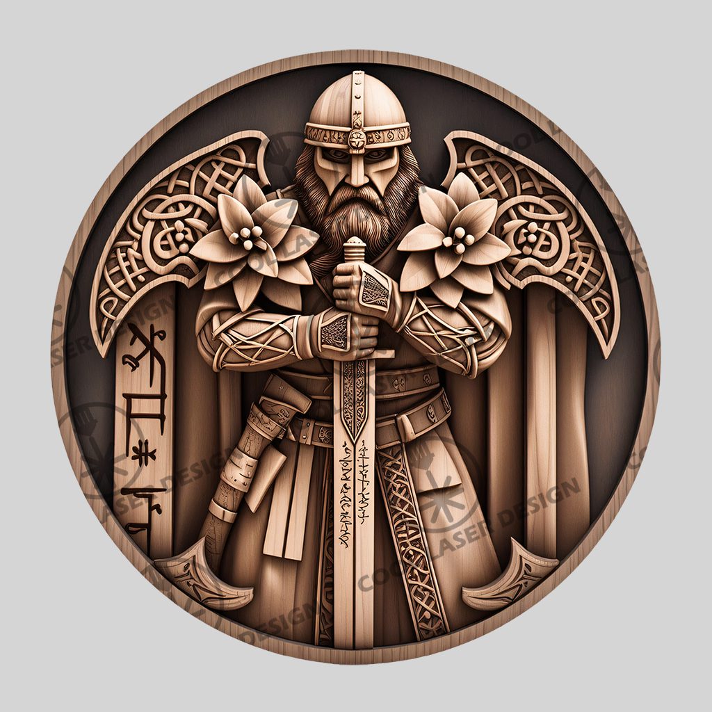 3D Viking Illusion Laser Engraving File, Norse Soldier, Runic Wall Art ...