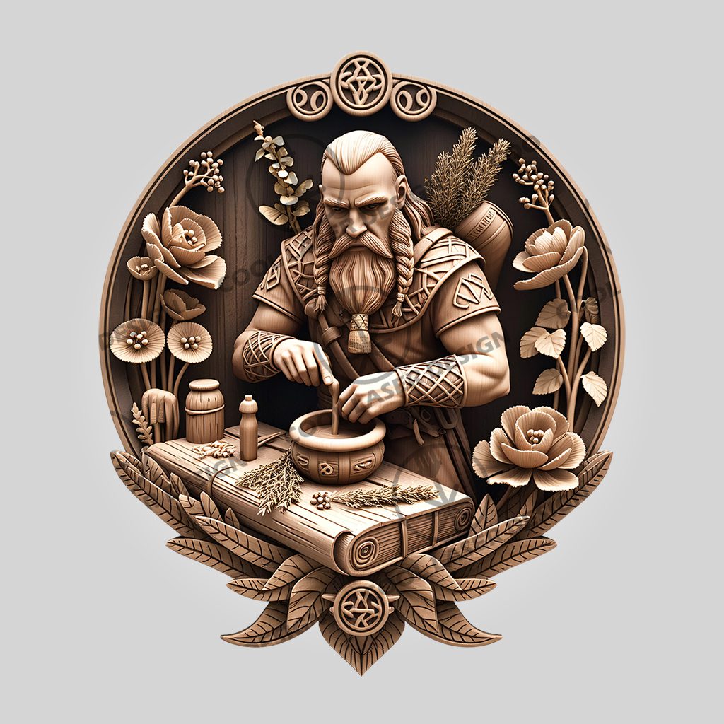 3D Viking Soldier Herbalist Laser Engraving File, Norse Art Digital ...
