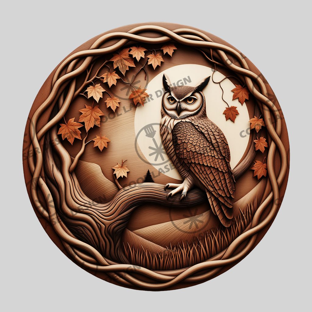 Halloween 3D Laser Engraving File, Wise Owl Illusion, Branch Design ...