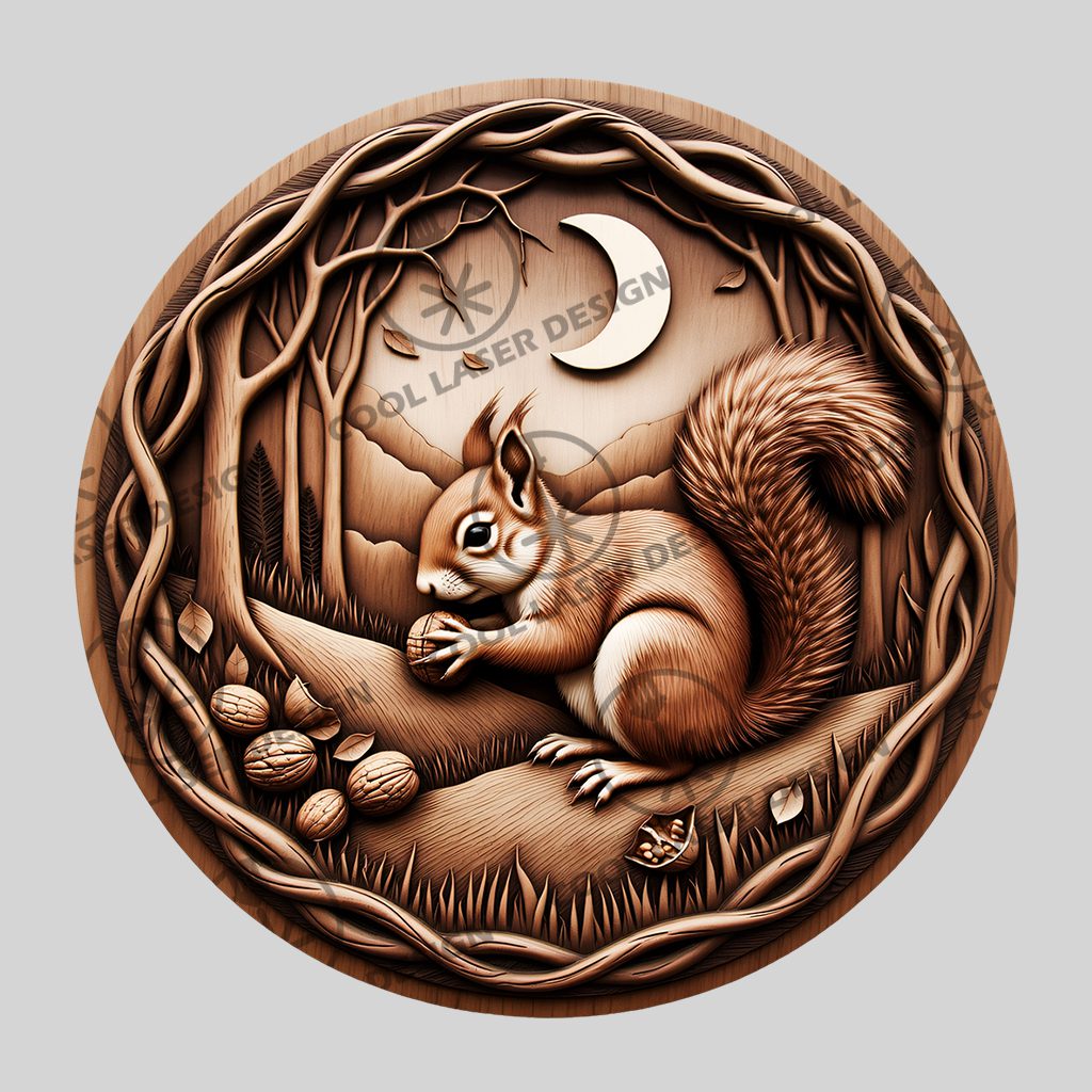 Halloween Squirrel 3D Illusion Laser Engraving File, Relief Carving ...
