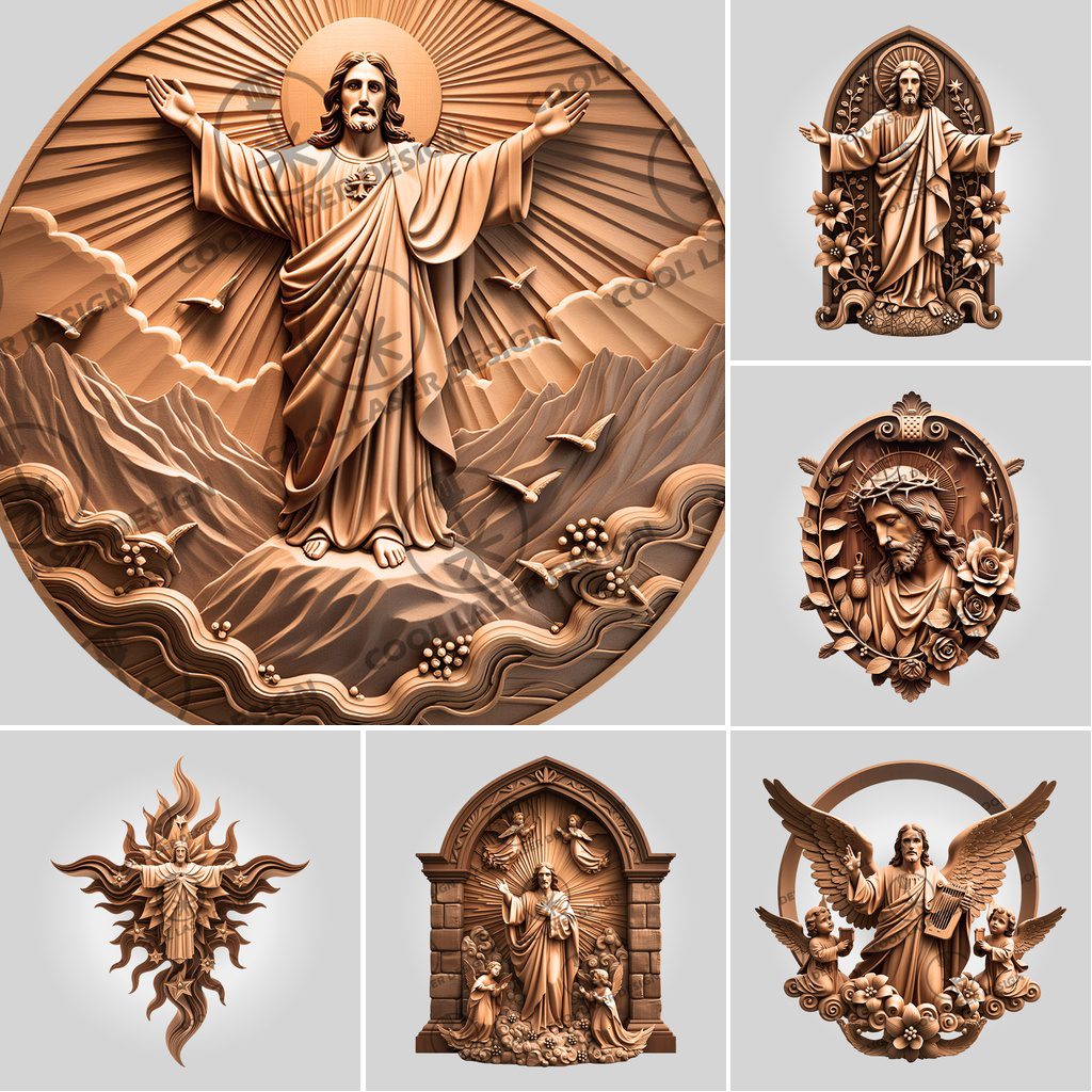 Jesus 3D Illusion Laser Engraving Bundle, Religious Art Designs for ...