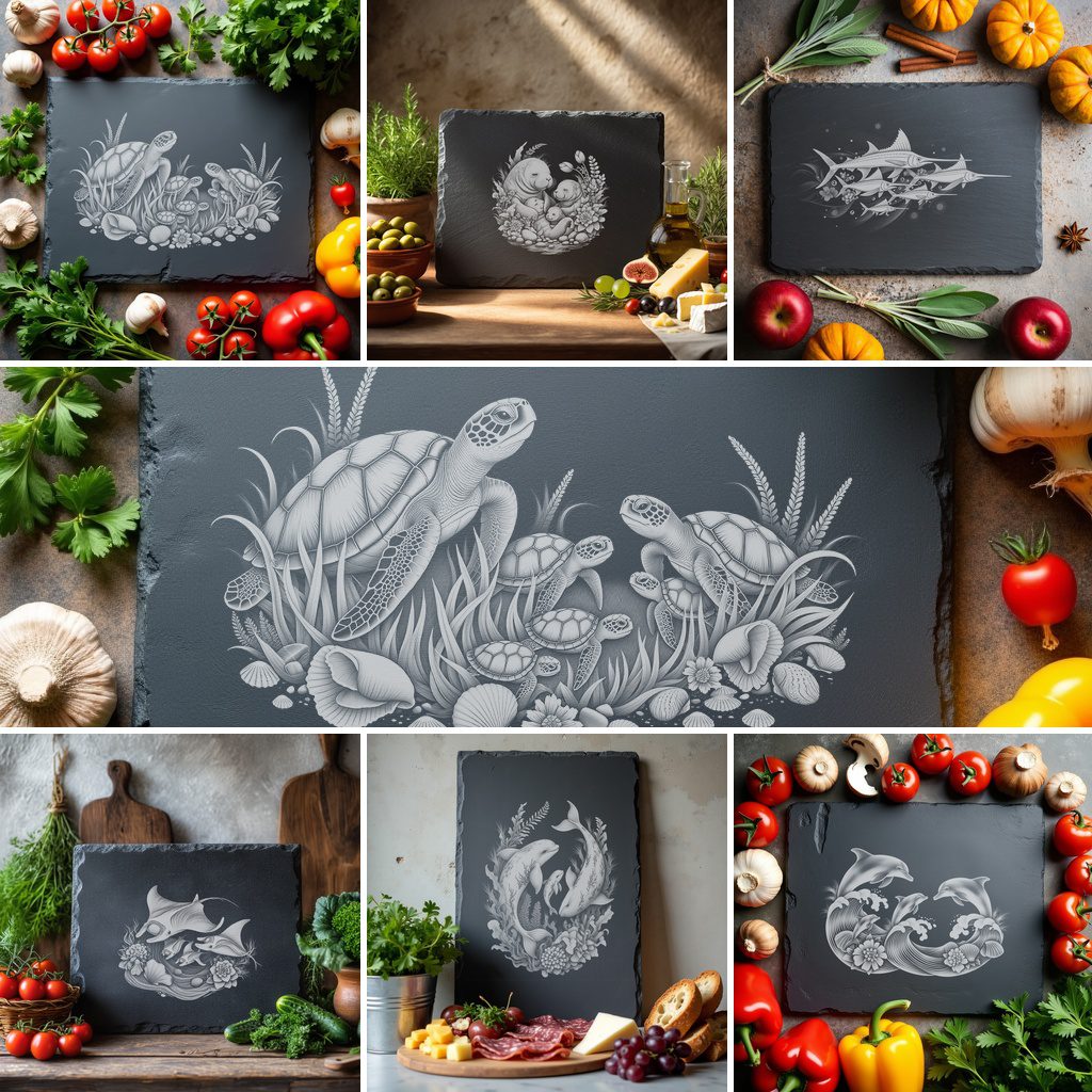 Slate Cheese Board Engraving Bundle, Wild Animal Family Design, Kitchen ...