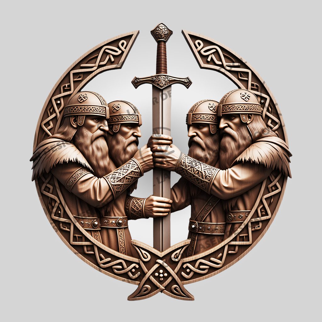 Viking Warriors 3D Illusion Laser Engraving File, Norse Ceremony Home ...
