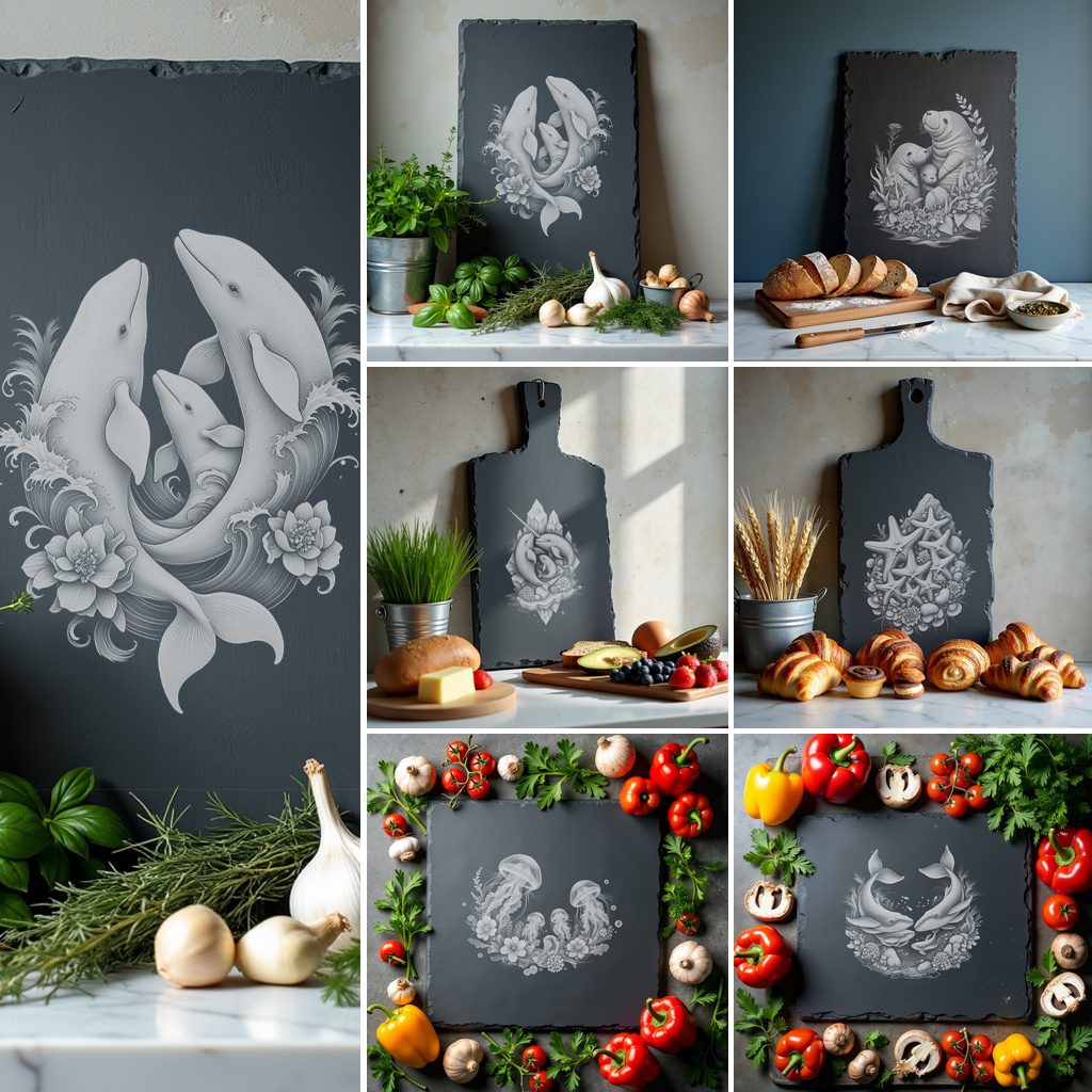 Wild Animal Family Slate Cheese Board Laser Engraving Files, Kitchen ...