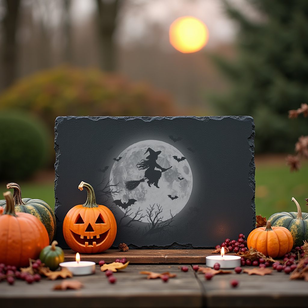 Witch Engraved Slate Board, Halloween Charcuterie Decor, Laser Etched ...