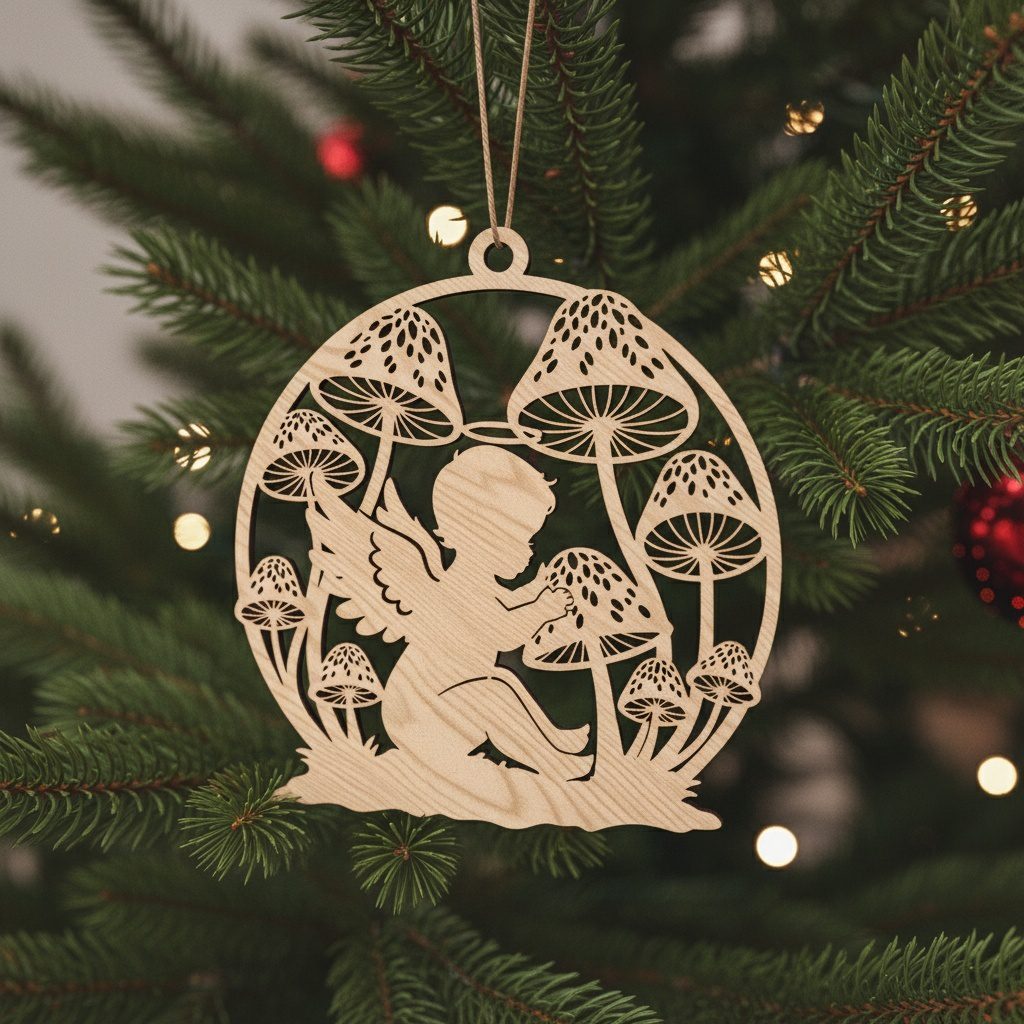 Angel Ornament Digital File, Christmas Mushroom Silhouette Design for ...