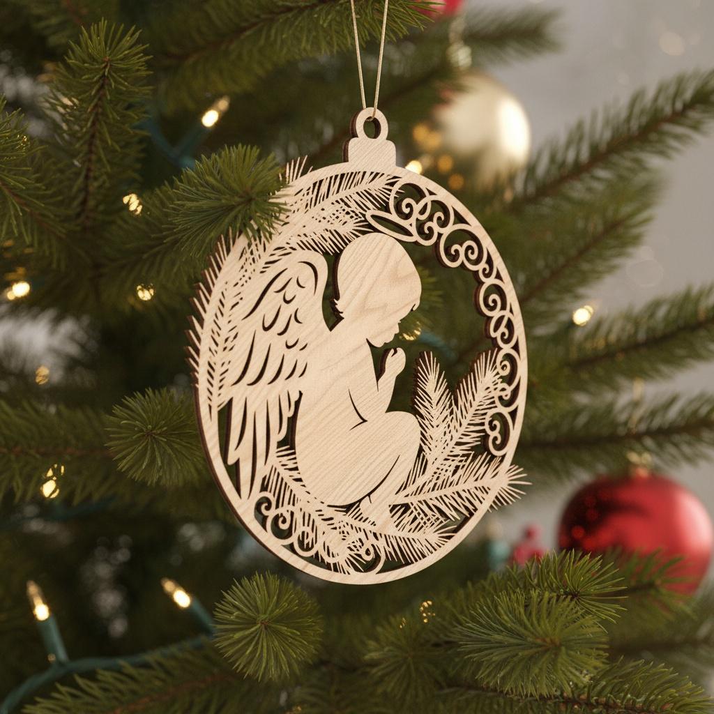 Angel Ornament Laser Design for Christmas, Silhouette Wood Decor ...