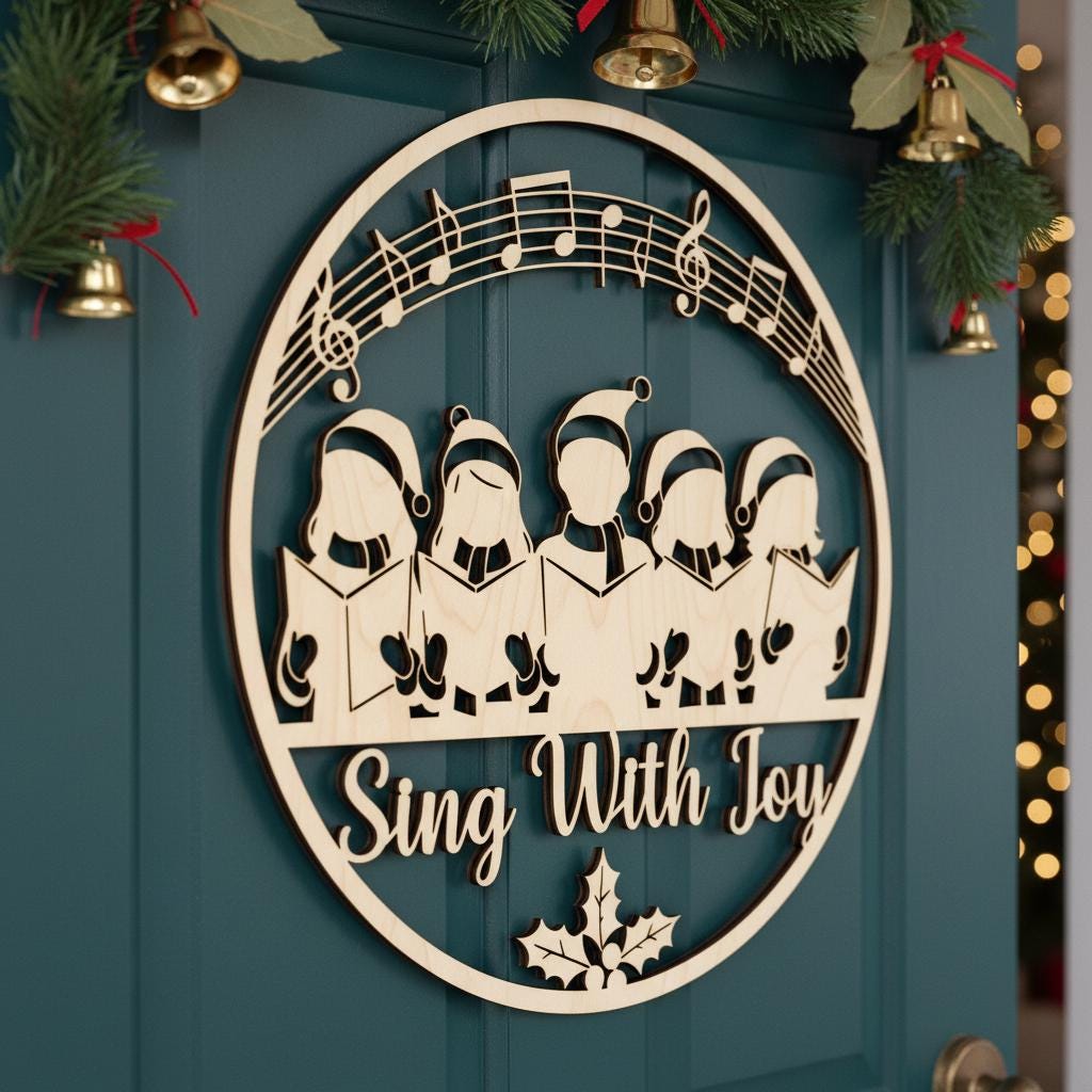 Christmas Carolers Door Hanger, Winter Holiday Sign, Festive Entryway ...