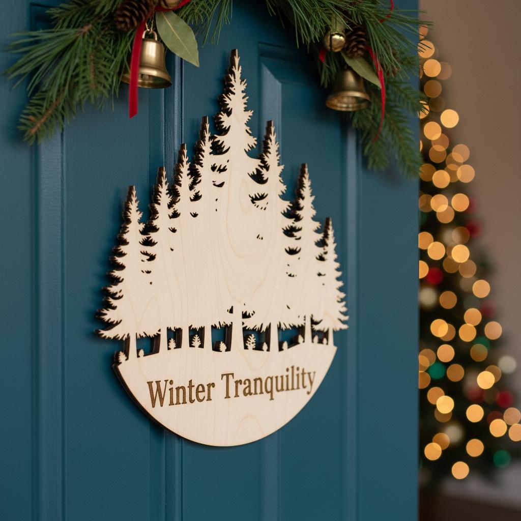 Christmas Door Hanger Pine Tree Sign, Laser File, Holiday Wood Sign ...