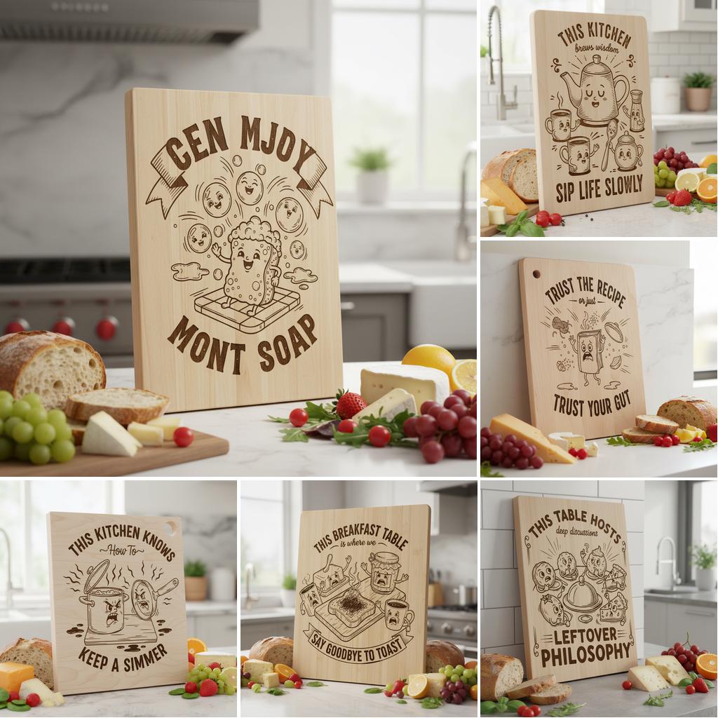 Funny Kitchen Humor Bundle, Charcuterie Board Engraving Designs, 20 ...