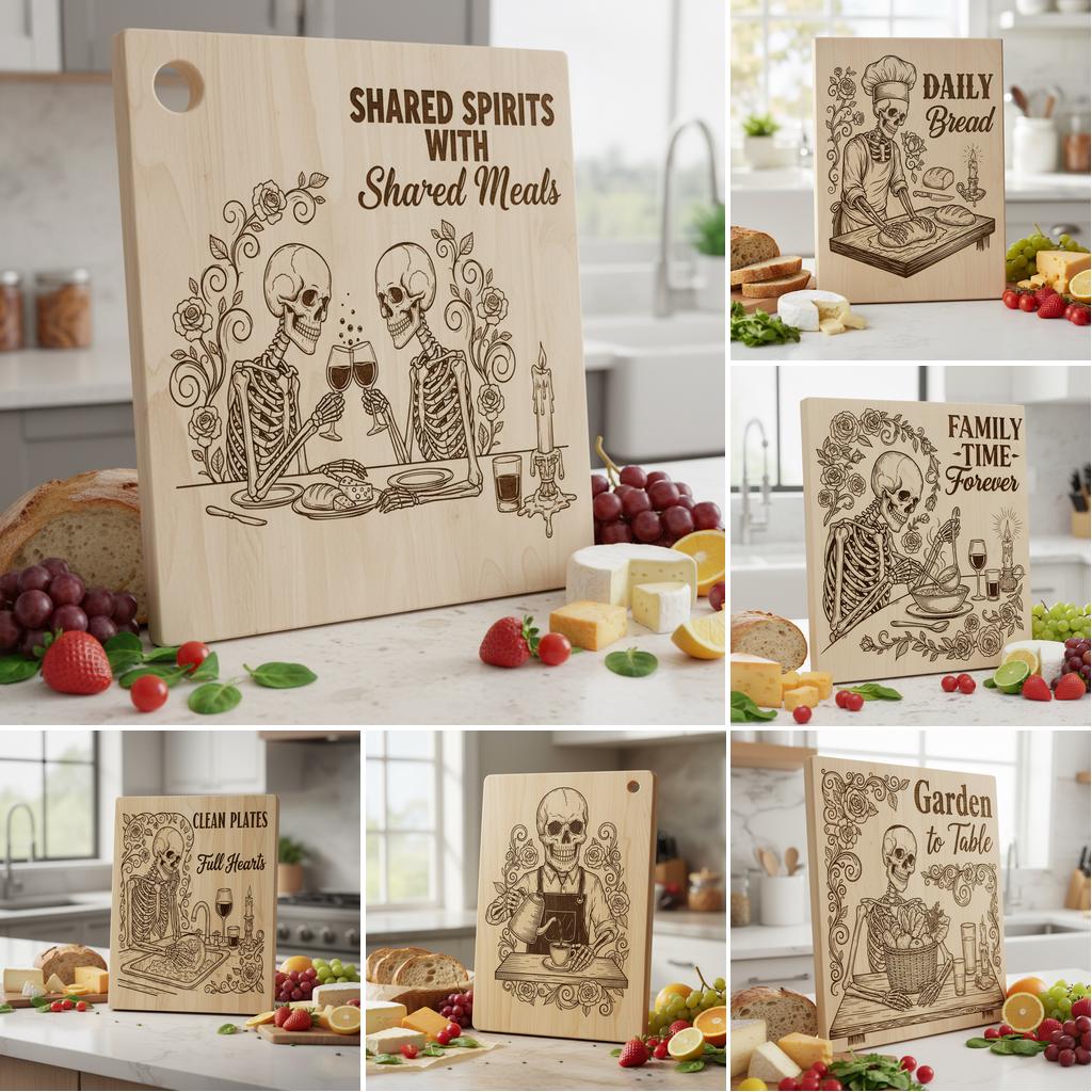 Gothic Engraving Bundle for Boards, Skeleton Barista, Vintage Floral ...